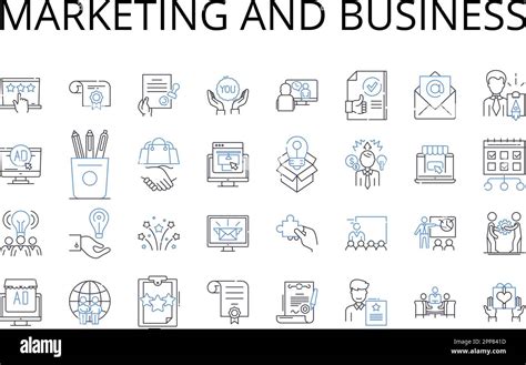 Marketing And Business Line Icons Collection Advertising Promotion