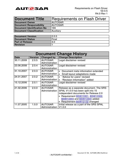 Autosar Srs Flashdriver Pdf Flash Memory Microcontroller