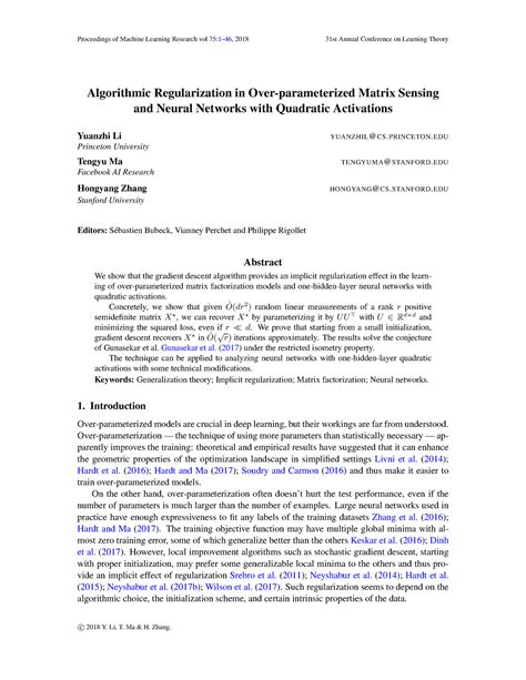 Algorithmic Regularization In Over Parameterized Matrix Sensingand
