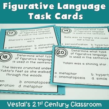 Figurative Language Task Cards Simile Metaphor Hyperbole More