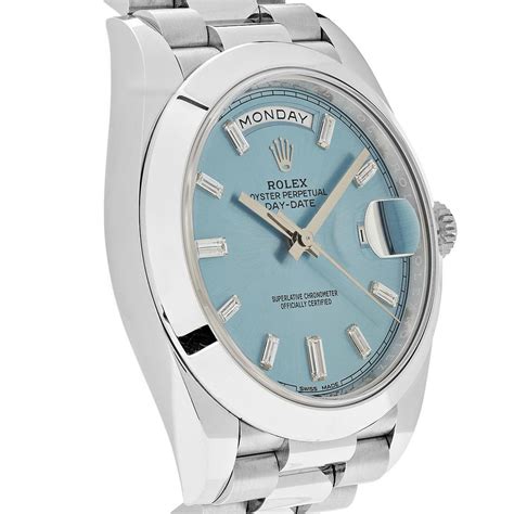 Rolex Day Date 40 Platinum Ice Blue Diamond Dial 228206 For Sale At