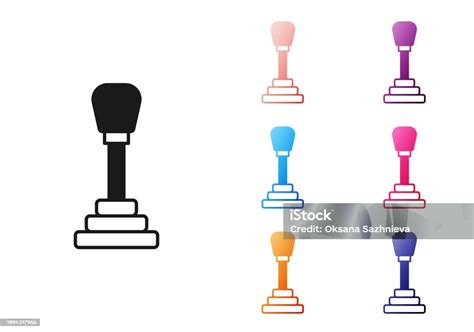 흰색 배경에 격리 된 블랙 기어 변속기 아이콘 수동 변속기 아이콘 다채로운 아이콘을 설정합니다 벡터 개념에 대한 스톡 벡터 아트