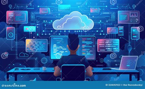Data Science Ai And Cloud Data Concept Computer Programmer Stock Image Image Of Digital