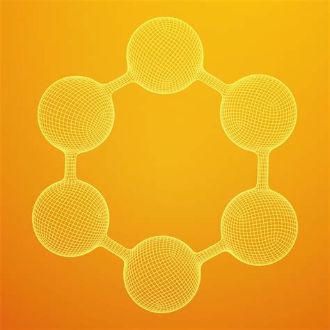 Premium Vector Wireframe Mesh Hexagon Molecule