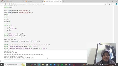 Calculating Mean And Standard Deviation From Data In Jupyter Notebook With For Loops And While