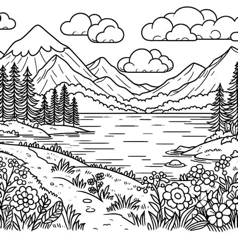 Coloriage Belle Scène De Lac Télécharger Et Imprimer Gratuit Sur Coloriageenfantcom
