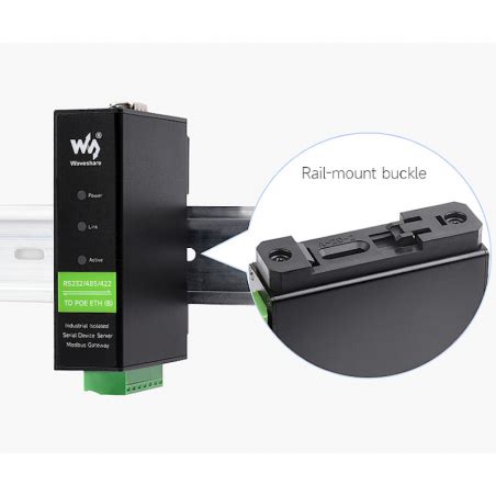 Rail Mount Serial Server RS To RJ Ethernet Module Modbus Gateway PoE Ethernet