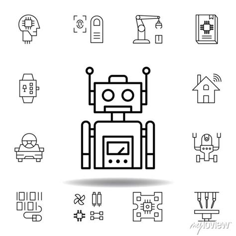 Robotics Robot Outline Icon Set Of Robotics Illustration Icons