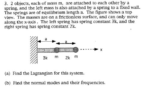 Solved Objects Each Of Mass M Are Attached To Each Chegg