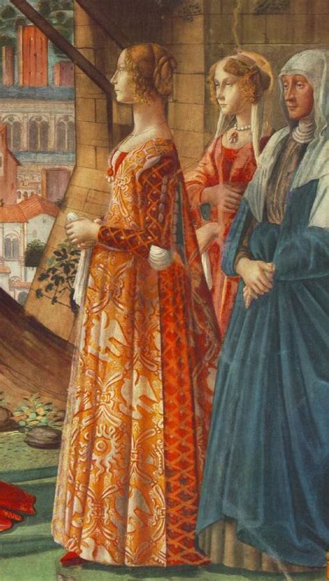 An Image Of Three Women In Renaissance Dress Talking To Each Other And