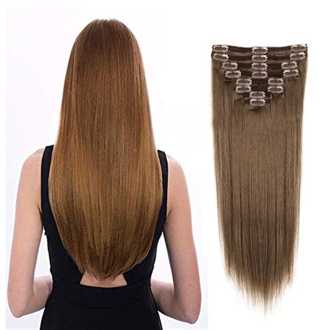LELINTA 8pcs 14 16 18 20 22 Clip In Hair Extensions Remy Human