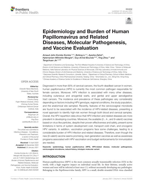 Pdf Epidemiology And Burden Of Human Papillomavirus And Related