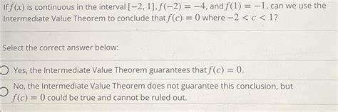 solved if f x ﻿is continuous in the interval