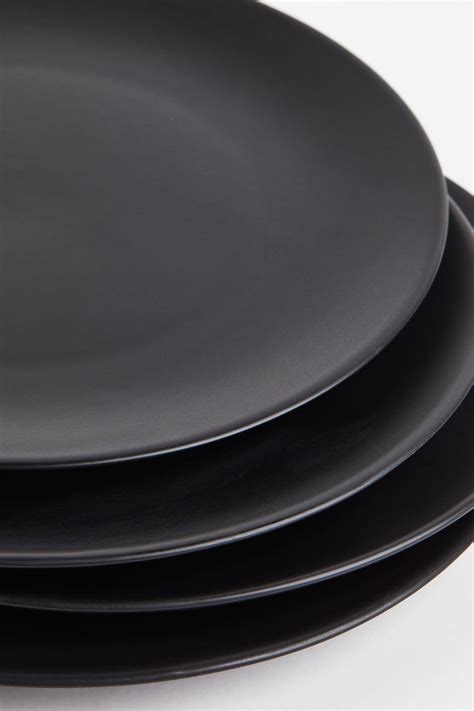 Black 4 Pack Plates At Handm Home Handm Us
