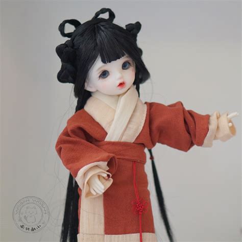 BJD娃衣原创DIY汉服材料包 1 6古风古装4分3分直裾袍 ob11小布bjd 虎窝淘