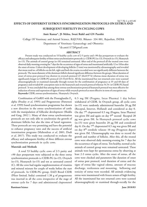 Pdf Effects Of Different Estrous Synchronization Protocols On Estrus