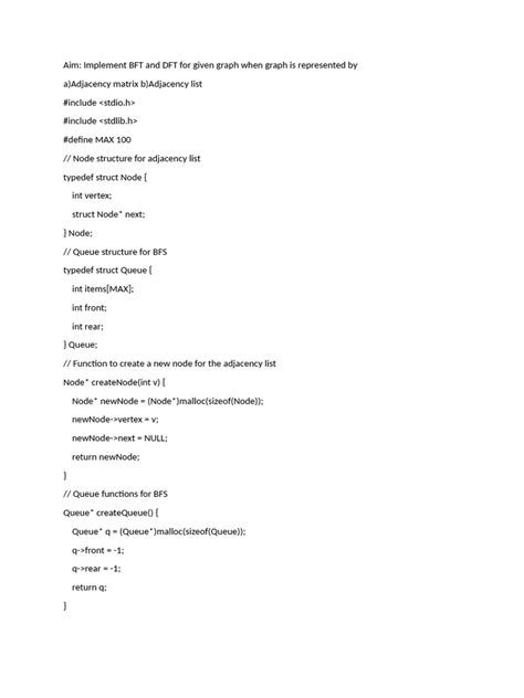Bfs Dfs And Biconnected Programs Pdf Queue Abstract Data Type Vertex Graph Theory