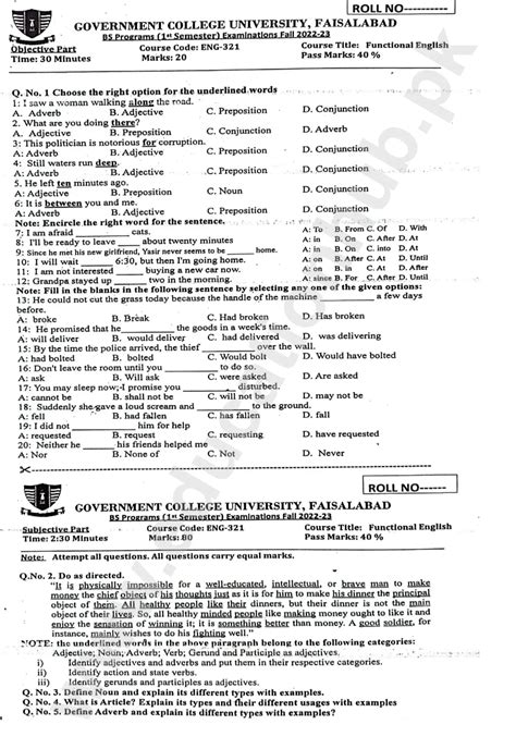 Eng 321 Functional English Bs Program Gcuf Past Paper 2023 2 Education Hub