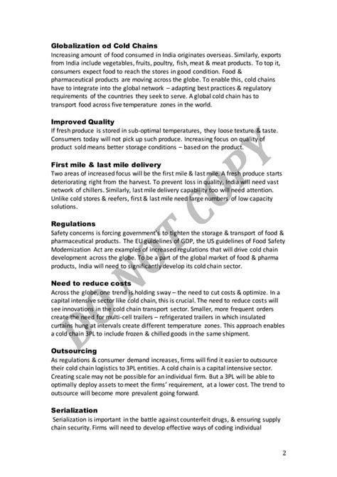 Trends In Cold Chain Logistics Docx