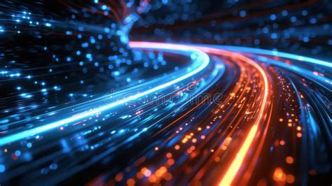 abstract digital background with glowing blue and red lines representing speed data and