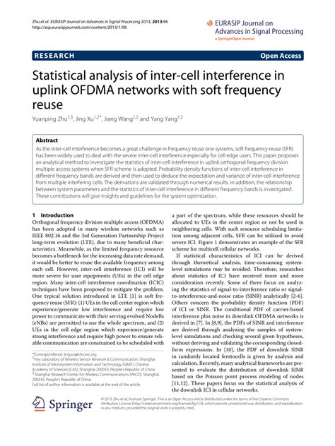 Pdf Statistical Analysis Of Inter Cell Interference In Uplink Ofdma