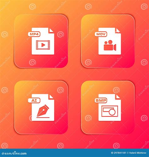 Set MP File Document MOV AI And BMP Icon Vector Stock Illustration Illustration Of Icon