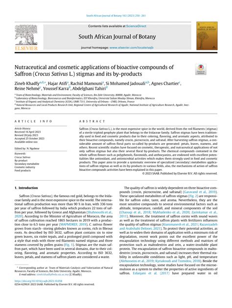 Pdf Nutraceutical And Cosmetic Applications Of Bioactive Compounds Of Saffron Crocus Sativus