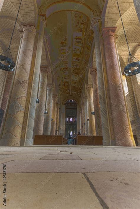 The Abbey Of Saint Savin With The Murals On The Ceiling In France A World Heritage Site Stock