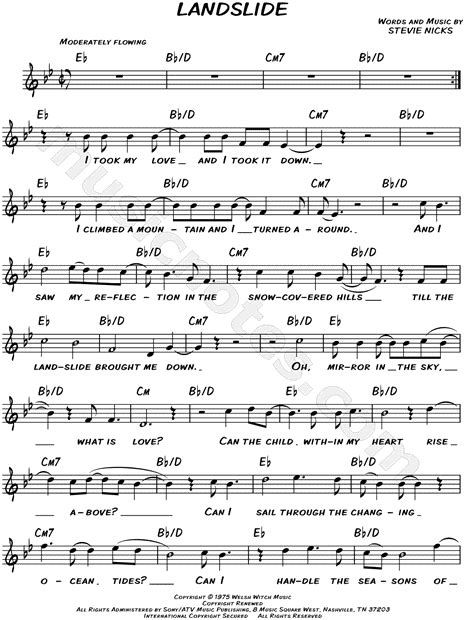 Glee Landslide Sheet Music