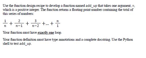 Solved Use The Function Design Recipe To Develop A Function Chegg