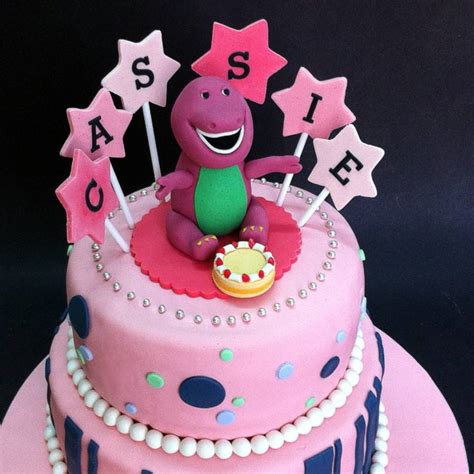 Hand Sculpted Fondant 3d Barney Themed Stacked Tiered Cake Cakedeliver