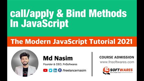 032 Call Apply And Bind Methods The Modern Javascript Tutorial Youtube