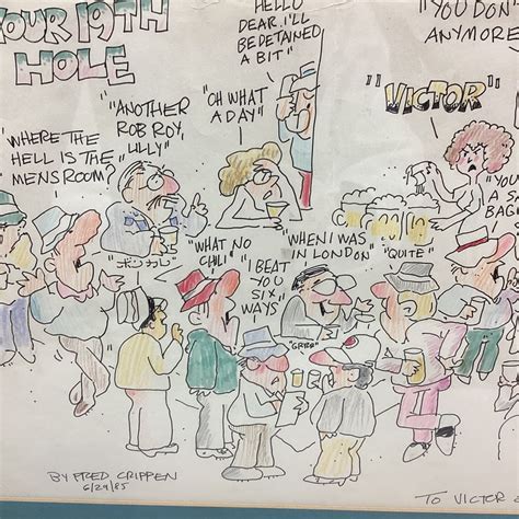 Vintage Golf Fred Crippen 1985 Signed Framed Cartoon Illustration Your