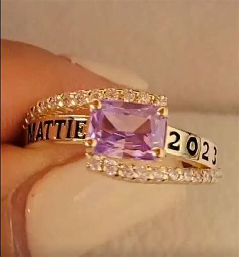 Customizable Class Ring For Women College And High School Ring Sterling Silver10k Gold