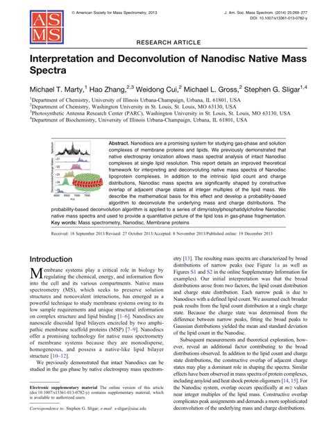 Pdf Interpretation And Deconvolution Of Nanodisc Native Mass Spectra
