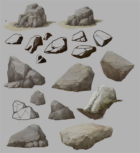 Artstation Basic Practice Rock02 Environment Concept Art Drawing