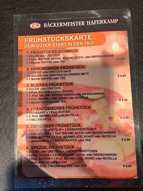 Speisekarte Von Bäckermeister Haferkamp Restaurant Bremen Habenhauser