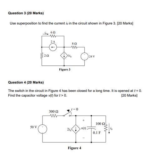 Solved Question 3 20 Marks Use Superposition To Find The Current I0 In 1 Answer