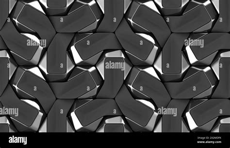 Abstract 3d Geometric Pattern With A Metallic Hexagonal Design In