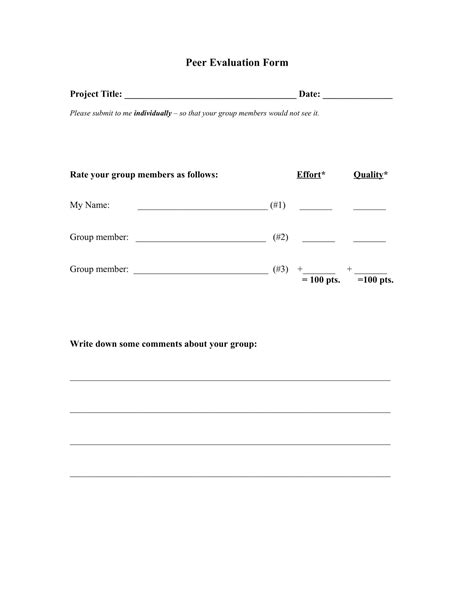 Free Printable Peer Evaluation Templates PDF Excel Babes Group Work