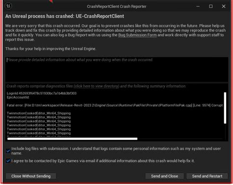 Twinmotion For Revit 中显示 Unreal 进程已崩溃：ue Crashreportclient”
