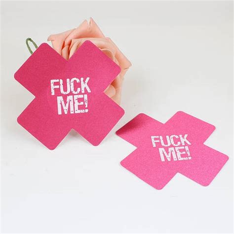 Наклейки на грудь кресты Fuck Me с надписью цвет розовый размер крестика 8 8см Id