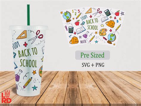 Back To School Cold Cup Svg 24oz Venti Cold Cup Cutfile Full Wrap Svg