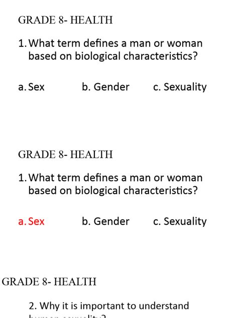 Grade 8 Health Assessment Pdf Gender Studies Gender