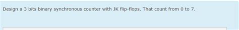 Solved Design A 3 Bits Binary Synchronous Counter With Jk