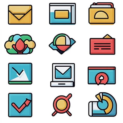 Set Of Icons Representing Various Actions And Functionalities In A Software Application