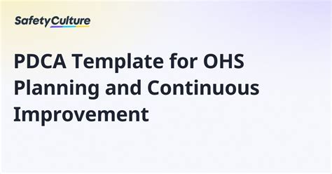 Pdca Template For Ohs Planning And Continuous Improvement Free Template