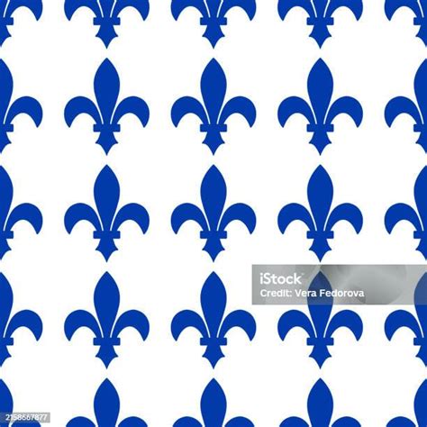 로얄 릴리 원활한 패턴입니다 캐나다 퀘벡 주 배경 Fleur De Lis 포장지 벽지 직물 스크랩북 등을 위한 벡터 템플릿 국가