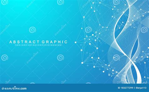 Abstract Scientific Background With Dynamic Particles Wave Flow Plexus Stream Background Stock