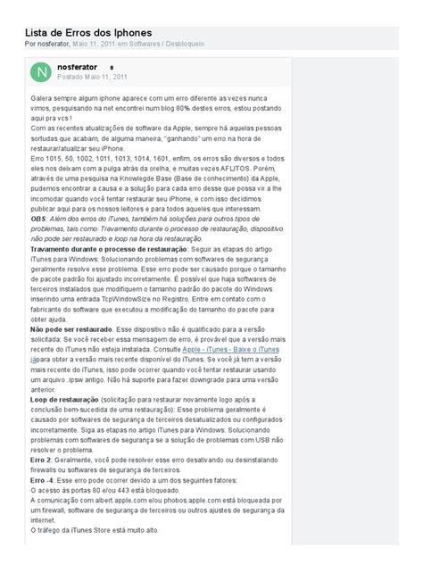 Lista De Erros Pdf Usb Iphone